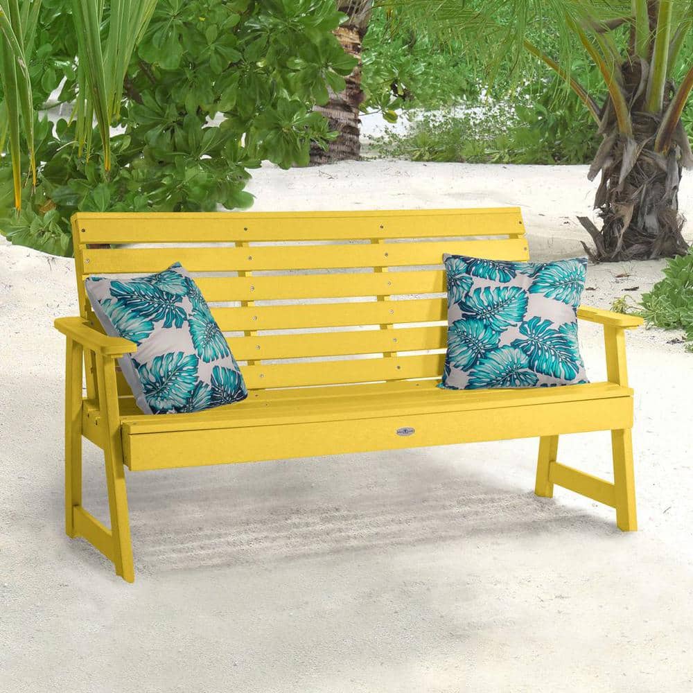 Highwood Riverside 5 ft. 2-Person Sunbeam Yellow Recycled Plastic ...
