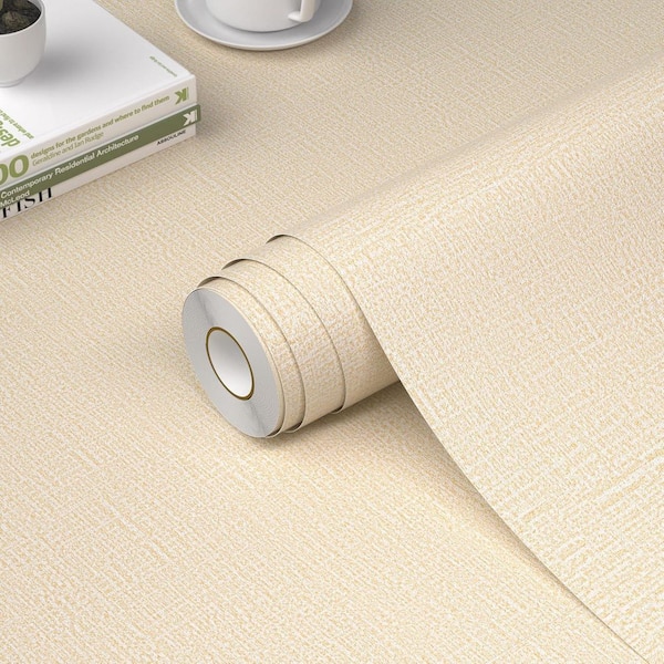Beige Grasscloth Peel and Stick Wallpaper Roll (Set of 1) YJ00518 - The ...