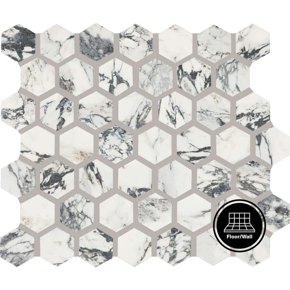 Daltile Lamora Capri 12 in. x 10 in. Glazed Ceramic Hexagon Mosaic Tile ...