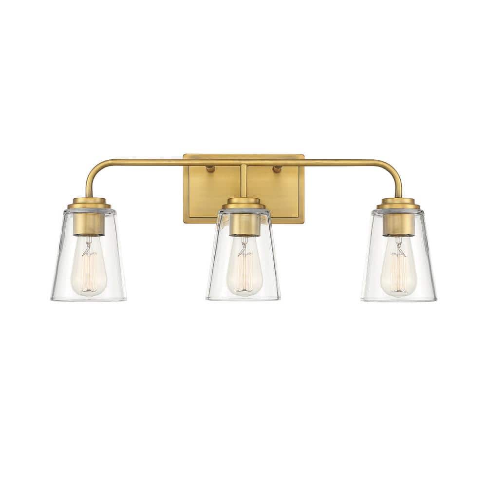 TUXEDO PARK LIGHTING 24 in. W x 9.75 in. H 3-Light Natural Brass ...