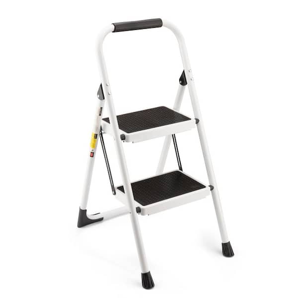 Lightweight Step Stool, 2-Step Steel Portable Folding Step Ladder with ...