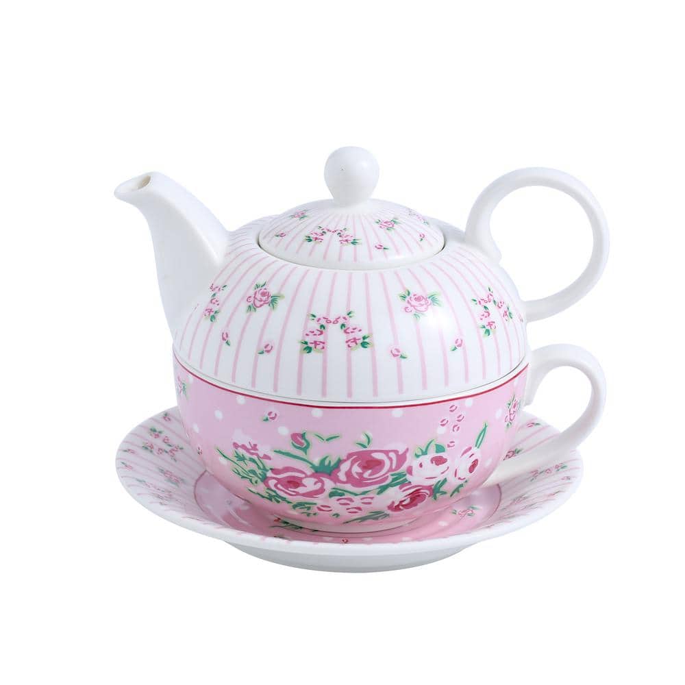MALACASA Porcelain Tea Pot Set for One 11 Ounce Teapot 1 Piece Teacup ...