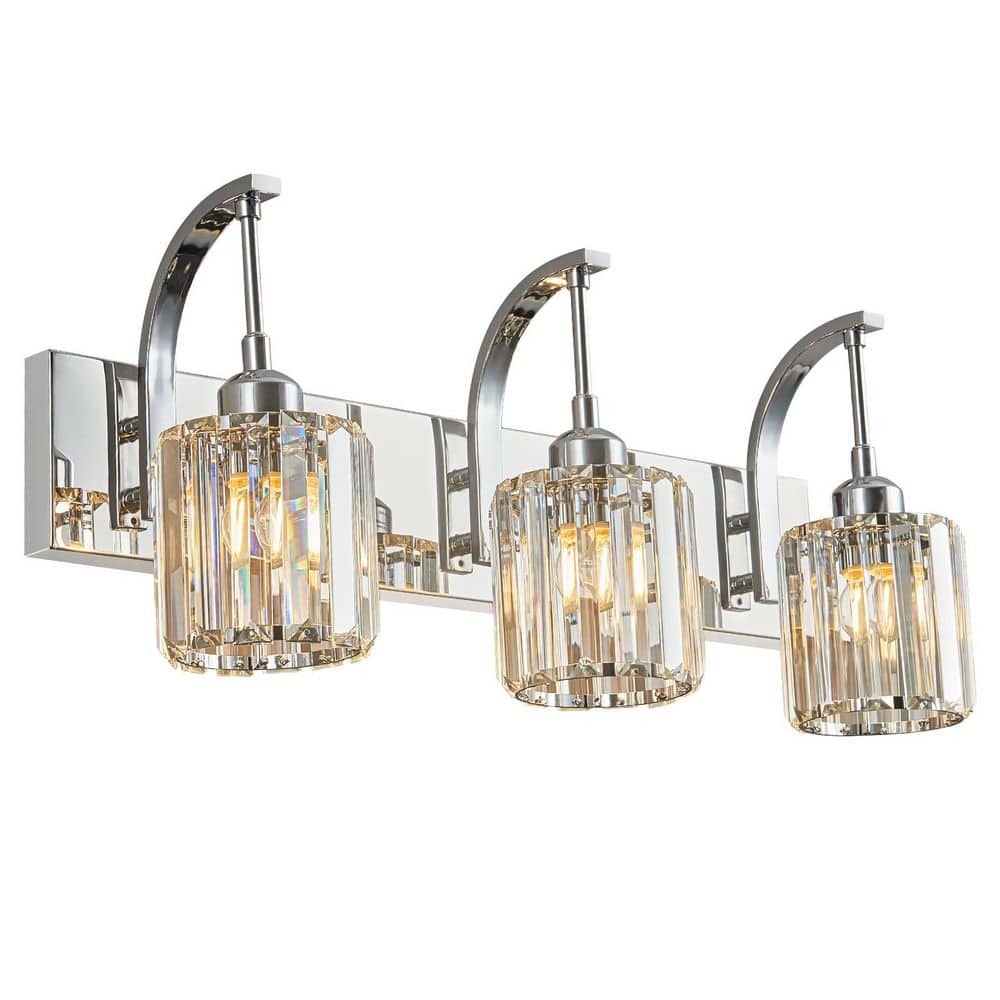 ZHLWIN Home Lighting 23.62 in. 3-Light Chrome Round Vanity Lights with ...