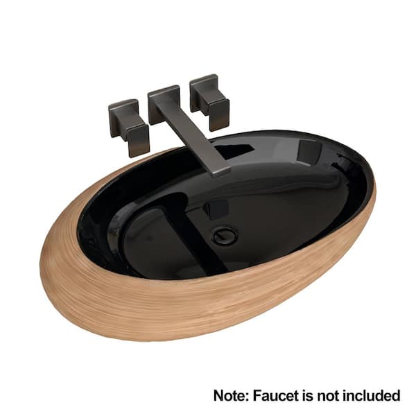 Yingze 23 in. Retro Egg-Shaped Oval Ceramic Vessel Bathroom Sink in ...