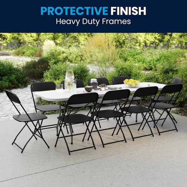 11 Piece Black Folding Chair and Table Set