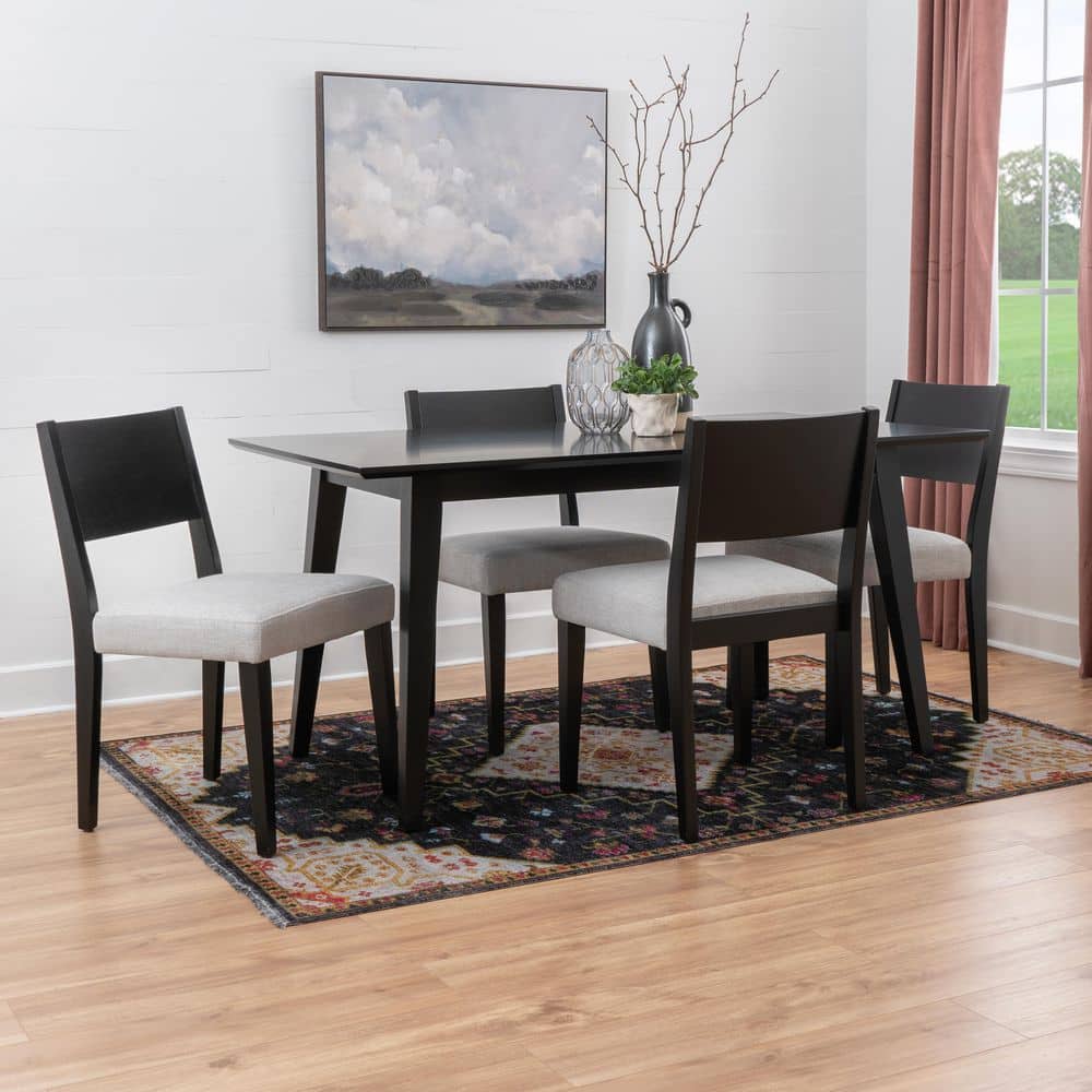 Linon Home Decor Marlene 5-Piece Rectangle Black Wood Top Dining Room Set Seats 4 D1521D25BLK5PC ...