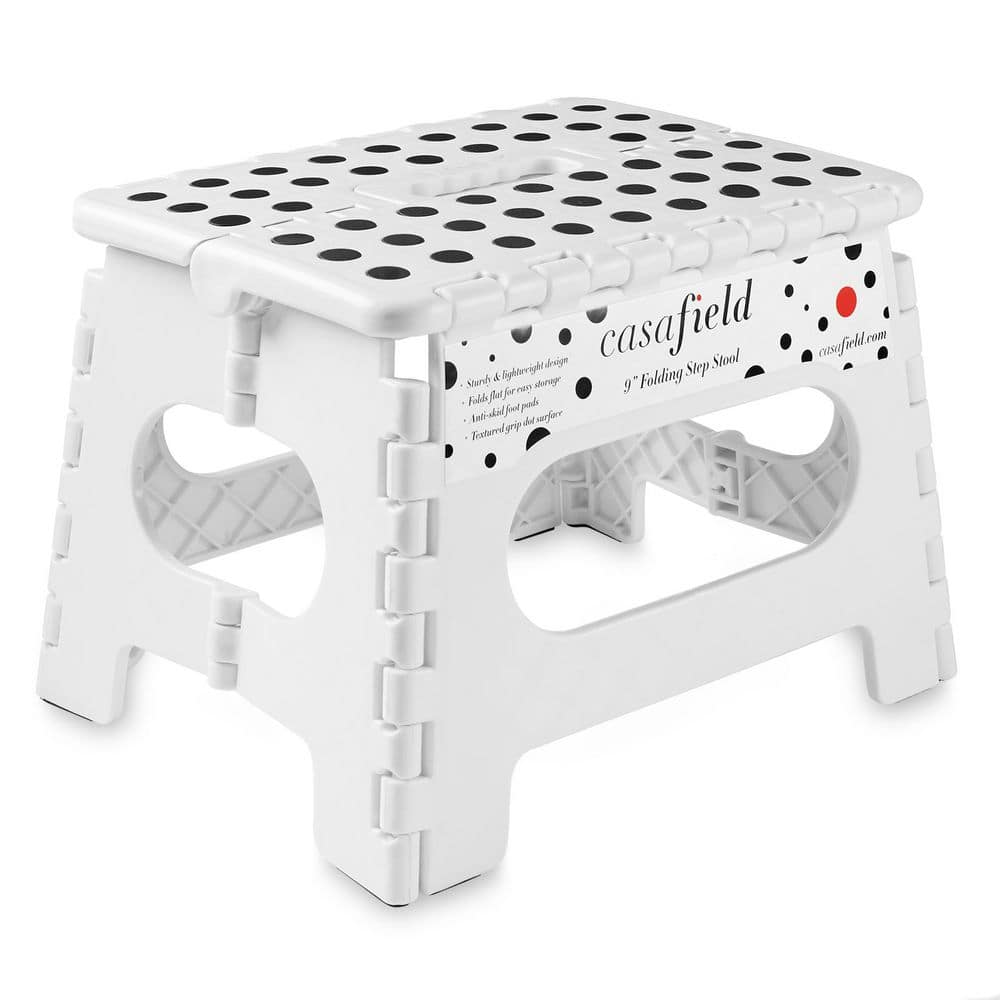 Casafield 1-Step 9 in. White Plastic Step Stool, (1.75 ft. Reach Height ...