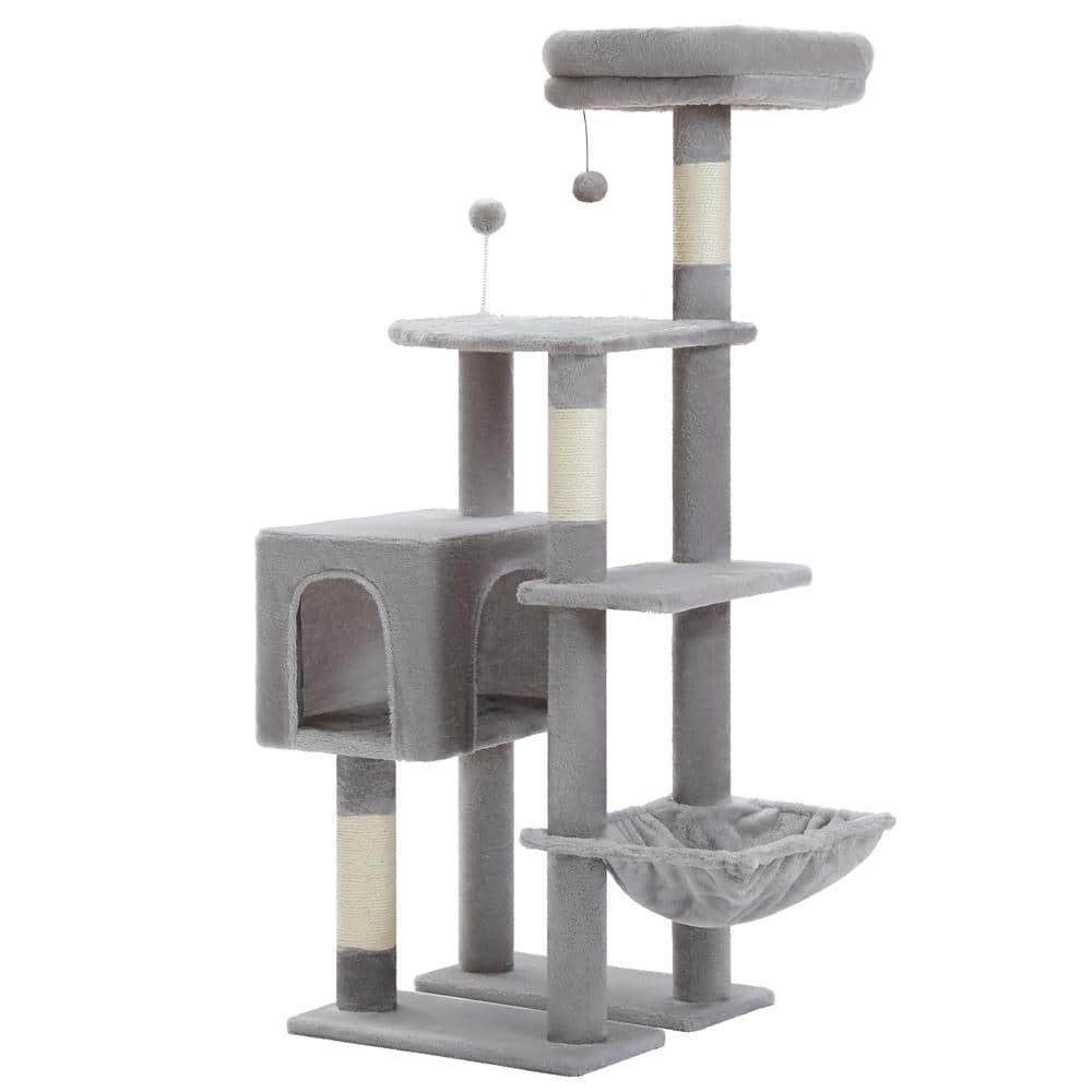cenadinz Cat Tree with Hammock 2 Perches Scratching Posts and Large ...