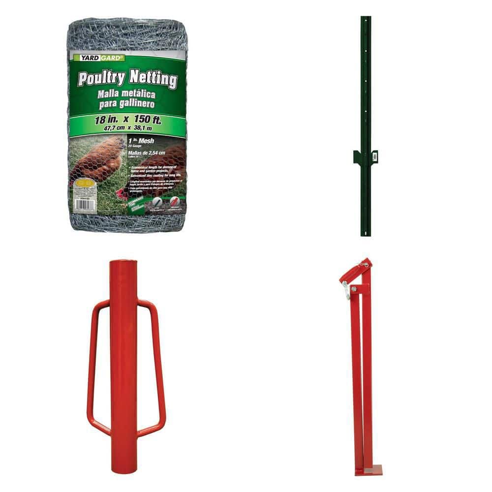 18 in. x 150 ft. Poultry Netting, 1-1/4 in. x 3/4 in. x 3 ft. U-Fence ...