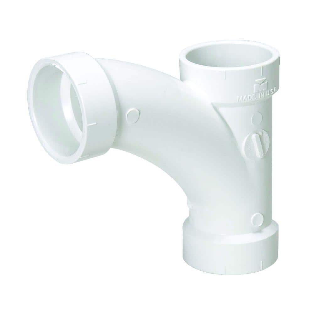 Mueller Streamline 3 in. x 3 in. x 2 in. PVC DWV Hub x Hub x Hub Long Radius Tee Wye 05857H ...