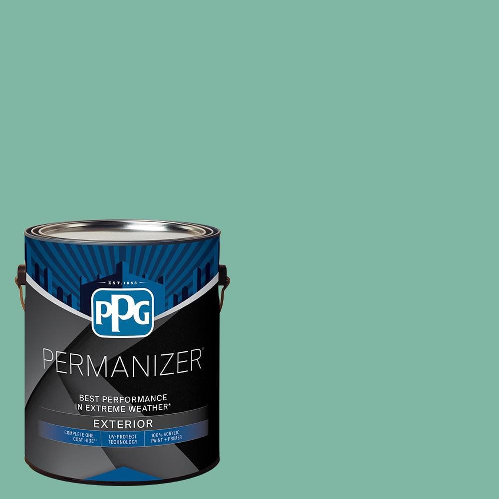 PERMANIZER 1 gal. PPG1140-4 Key Largo Satin Exterior Paint PPG1140-4PZ ...