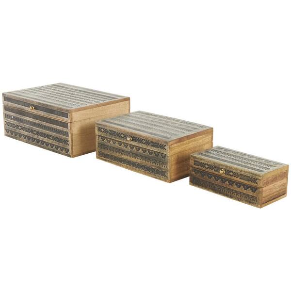 Litton Lane Rectangle Mango Wood Handmade Storage Geometric Box with ...