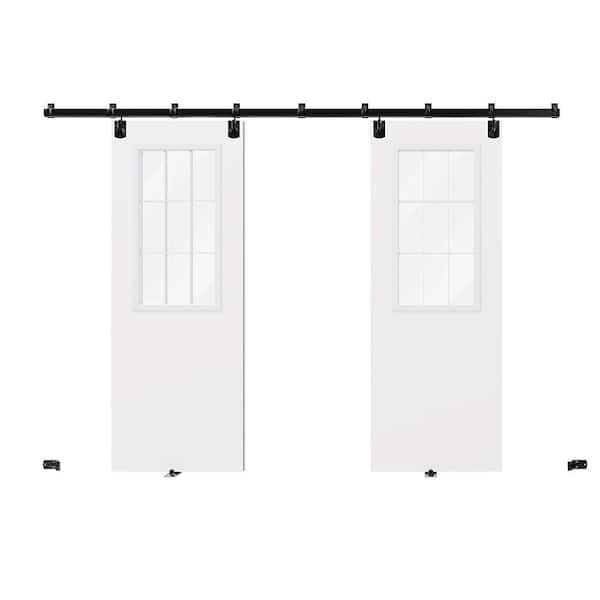 TENONER 72 in. x 80 in. 9 Lite, Clear Glass, White Primed, Composite ...