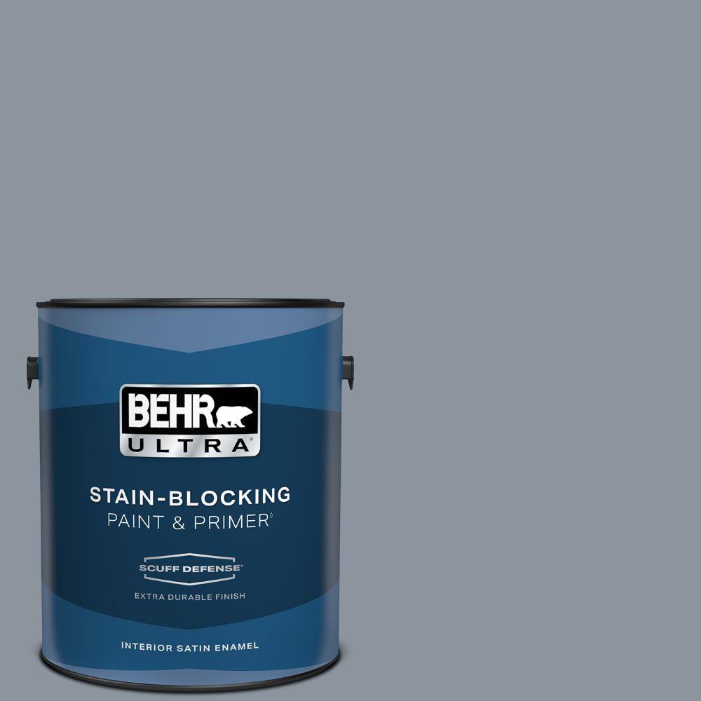 BEHR ULTRA 1 gal. #PPF-28 Blue Dusk Extra Durable Satin Enamel Interior ...