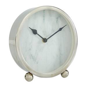 Litton Lane Silver Stainless Steel Glam Analog Tabletop Clock 43548