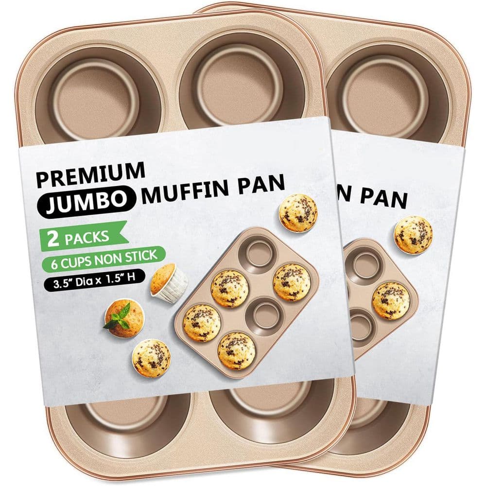 LAIFUCAM Jumbo 6-Cup Nonstick Muffin Pan Heavy Duty Metal Muffin ...