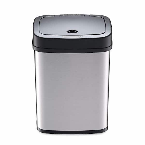3 Gal. Silver Automatic Touchless Infrared Motion Sensor Metal Trash ...