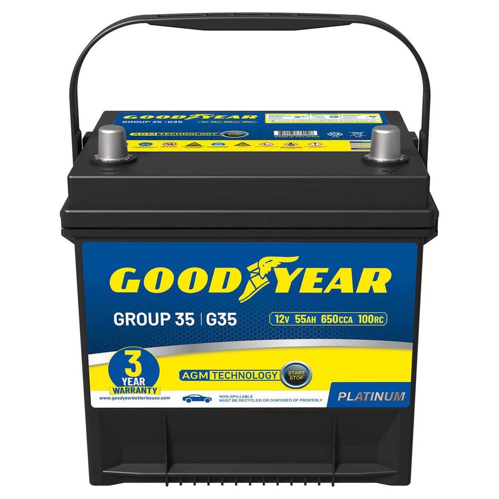 Goodyear 35-AGM BCI Group Size 35 12-Volt 55 AH, 100RC, 650 CCA ...