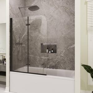 QuivaraView 39 in. W x 55 in. H Semi-Frameless Pivot Tub Door in Matte ...