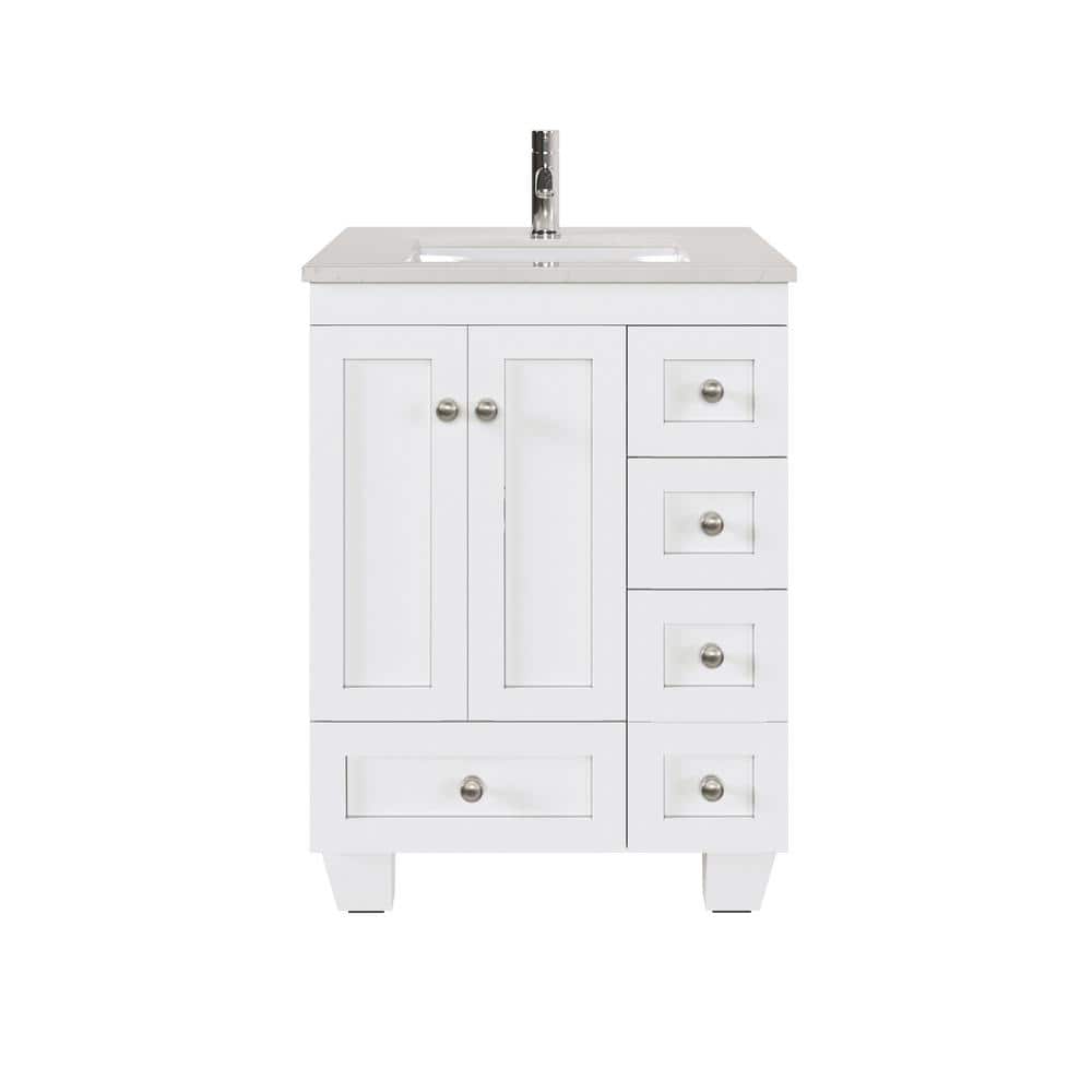 Eviva Happy 24 in. W. x 18 in. D White Bathroom Vanity with White ...