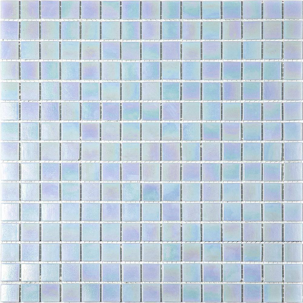 Apollo Tile Nacreous 12 in. x 12 in. Glossy Stone Blue Glass Mosaic ...