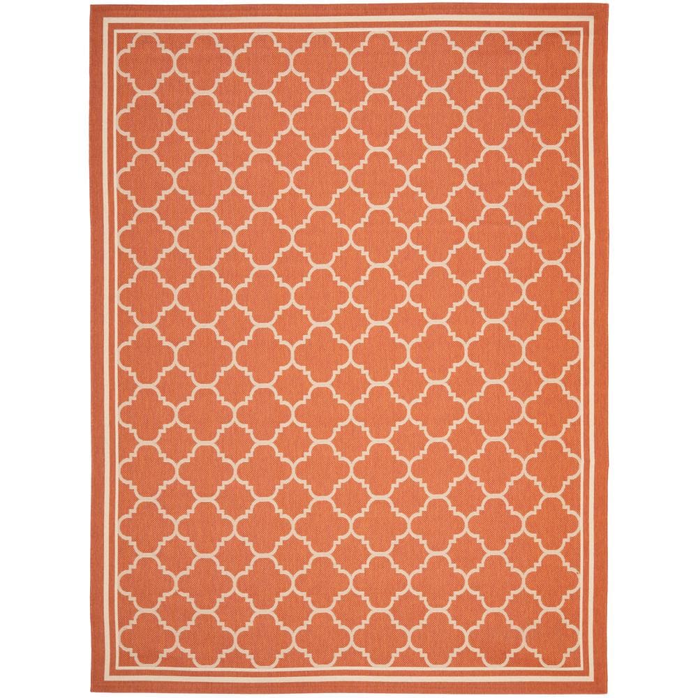 SAFAVIEH Courtyard Terracotta/Bone 8 ft. x 10 ft. Geometric Moroccan ...