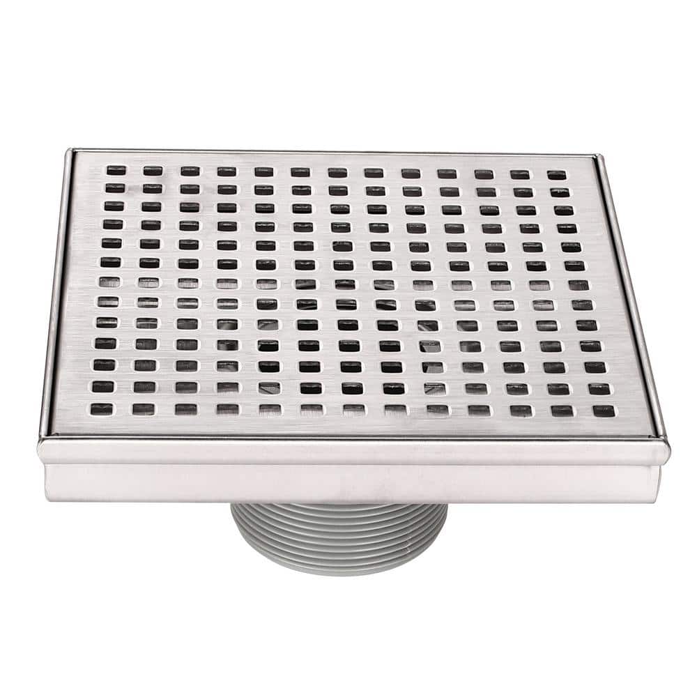 Design House 6 in. Stainless Steel Square Shower Drain with Modern ...