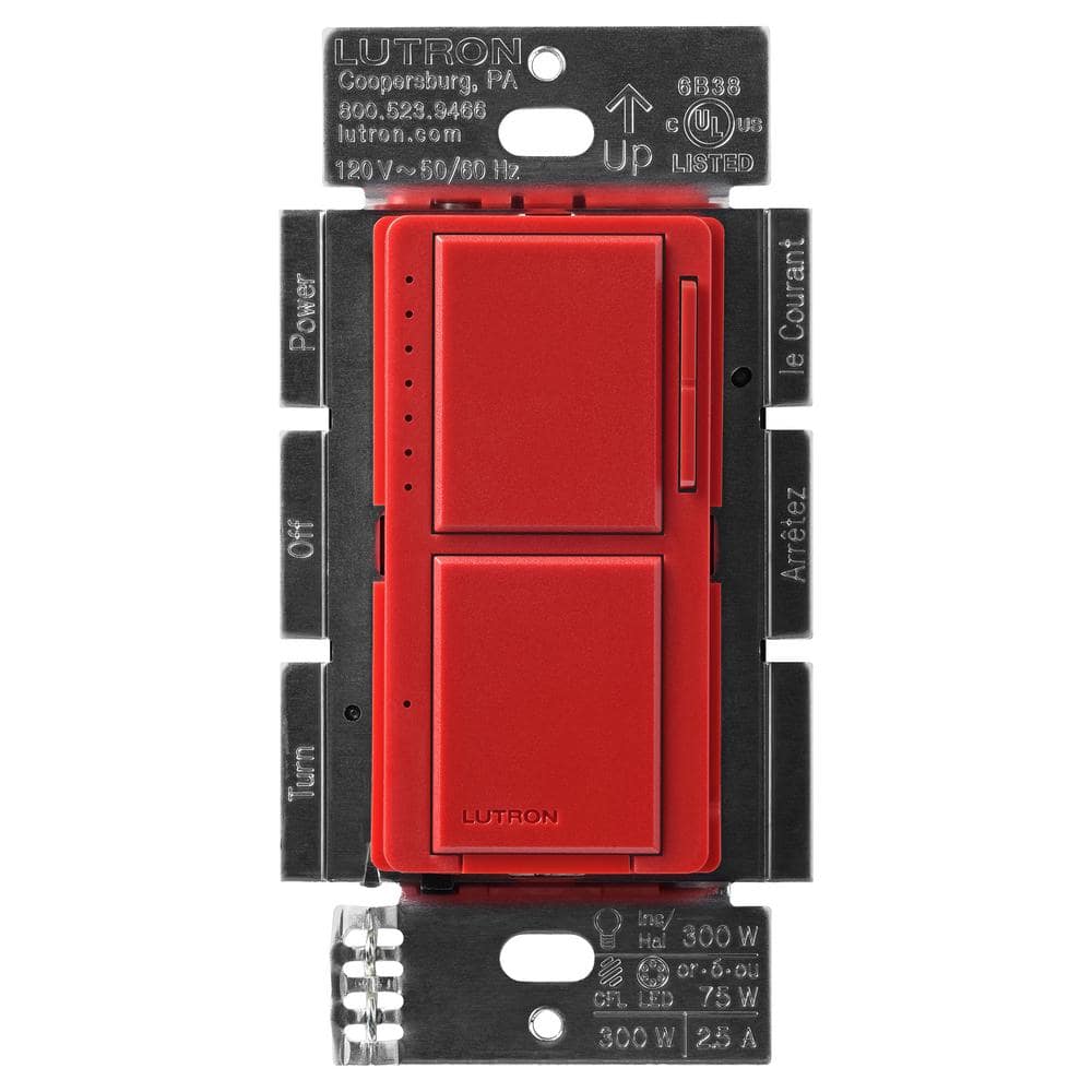 Lutron Maestro LED+ Dual Dimmer and Switch, 75-Watt LED Bulbs/2.5 Amp ...