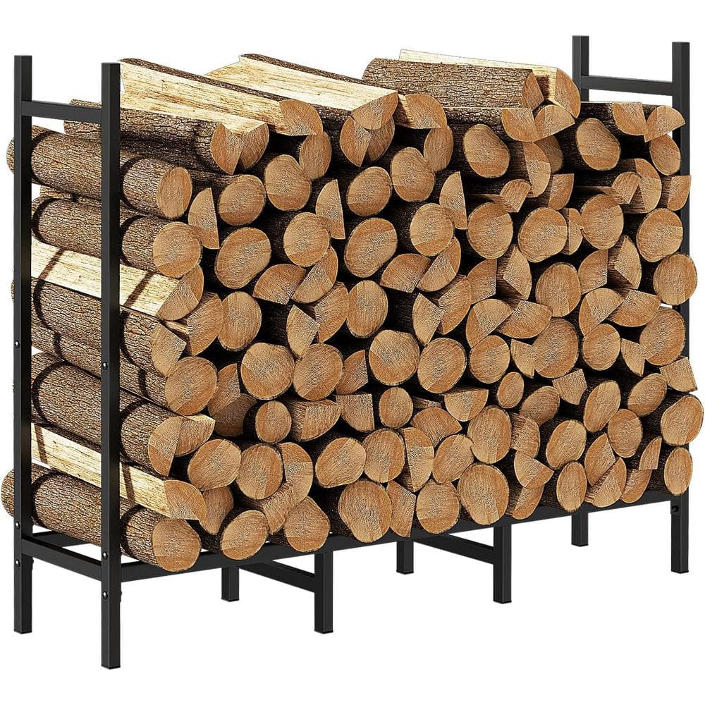Misopily 4 ft. Firewood Rack Holder for Fireplace Wood Storage ...