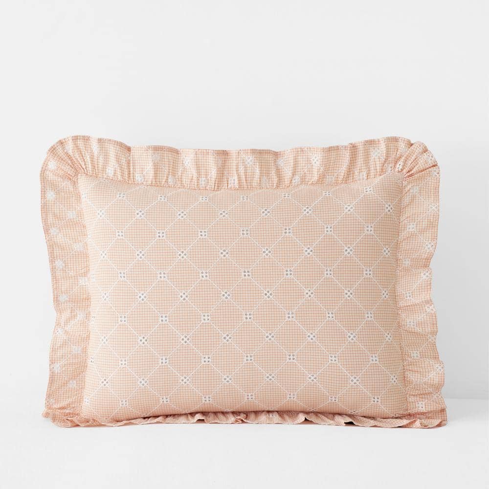 The Company Store Company Cotton Eyelet Ruffle Yarn-Dyed Peach King ...