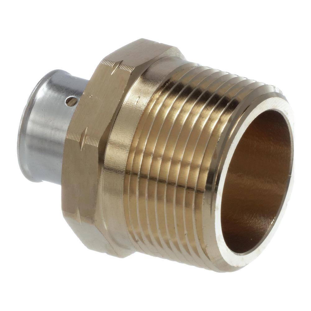 Viega PureFlow 3/4 in. Press x 1-1/4 in. MPT Zero Lead Bronze Adapter (2-pack) 90562 - The Home ...