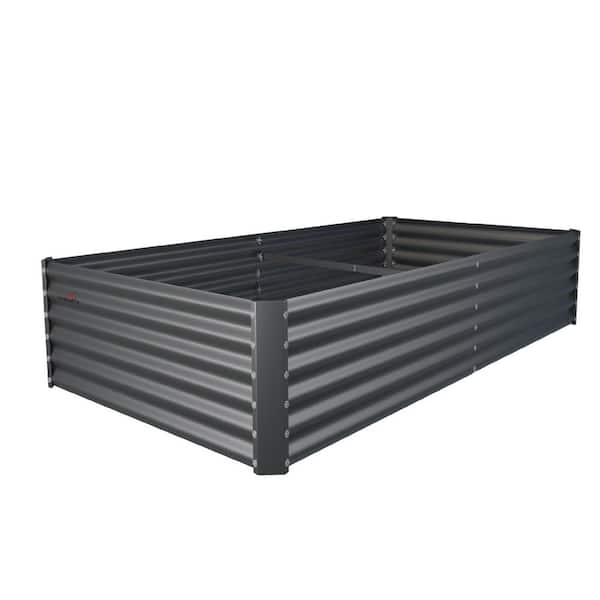 8 ft. x 4 ft. x 2 ft. Gray Steel Outdoor Large Raised Garden Bed Kit ...