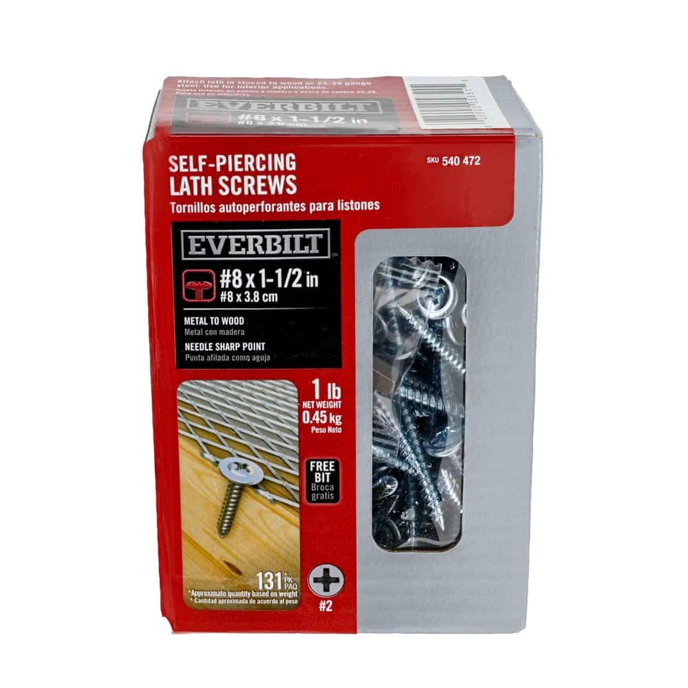 Everbilt #8 x 1-1/2 in. Phillips Drive Truss Head Lath Sharp Point Screw (1 lb./Box) 116105 ...