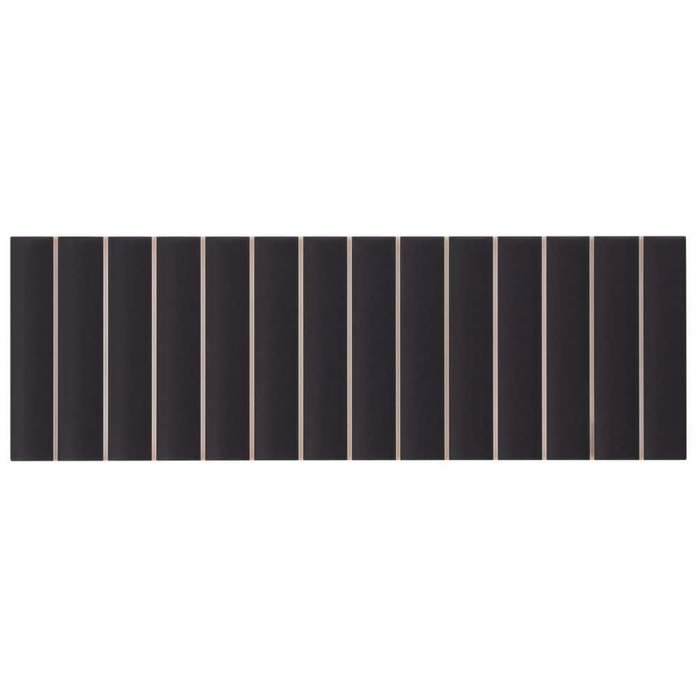 Ivy Hill Tile Sway Ribbed Black 3.93 in. x 0.31 in. Matte 3D Ceramic ...
