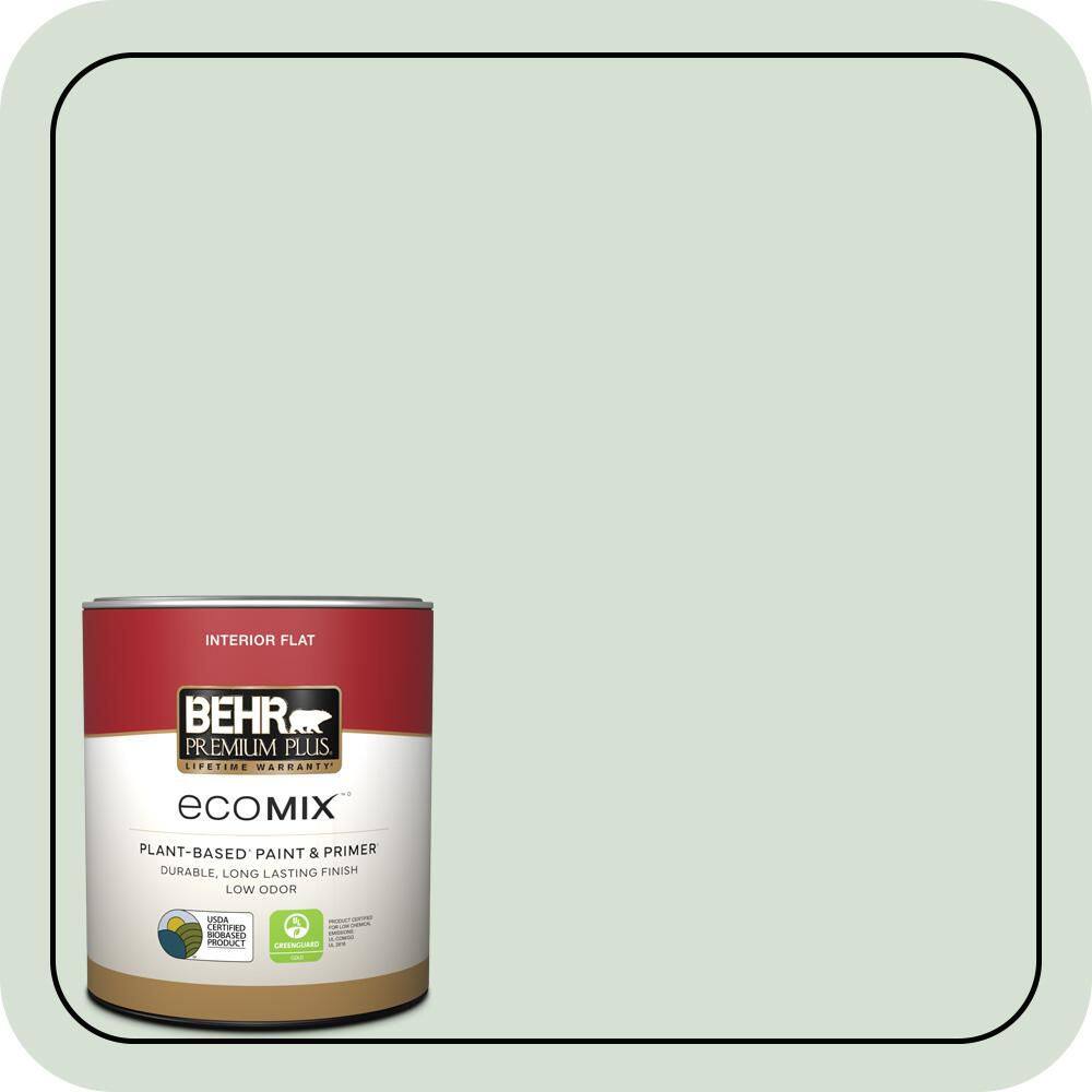 BEHR PREMIUM PLUS 1 qt. #S410-1 River Mist Flat EcoMix Plant-Based ...