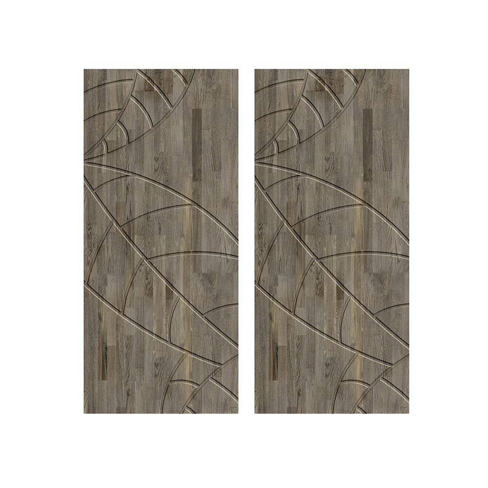 CALHOME 60 in. x 96 in. Hollow Core Weather Gray Stained Pine Wood ...