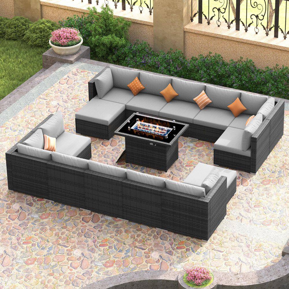 FINCATI 15-Piece Outdoor Wicker Patio Furniture Deep Seating ...