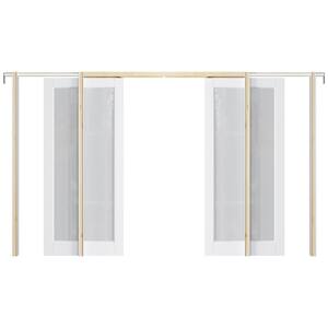 ARK DESIGN 36 in. x 80 in. 3-Lite Frosted Glass Primed Door with Solid ...