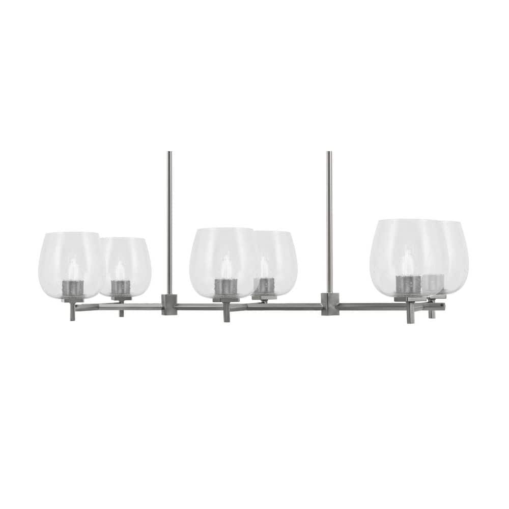Bridgewater 6 Light Graphite Linear Chandelier for Kitchen Island with ...