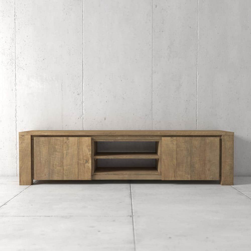 Urban Woodcraft Everdeen 71 in. Natural Wood TV Stand Fits TVs Up to 71 ...