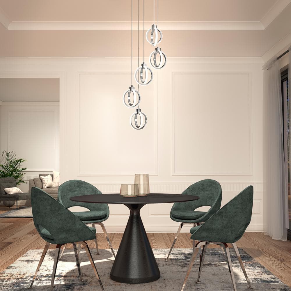 Artika Soho 27-Watt 5-Light Modern Chrome Integrated LED Hanging ...
