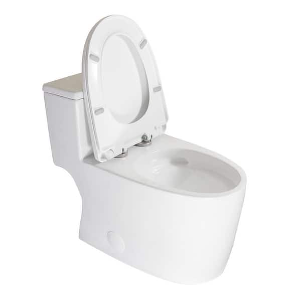 Yingze 12 in. 1-Piece 1.1/1.6 GPF Dual Flush Elongated Toilet in White ...
