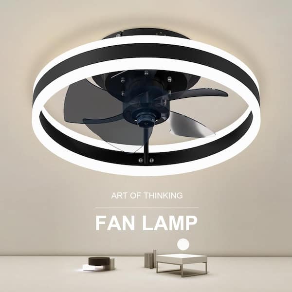 Tivleed 11.02 in. Indoor Low Profile Modern Black Double Lite Ceiling ...