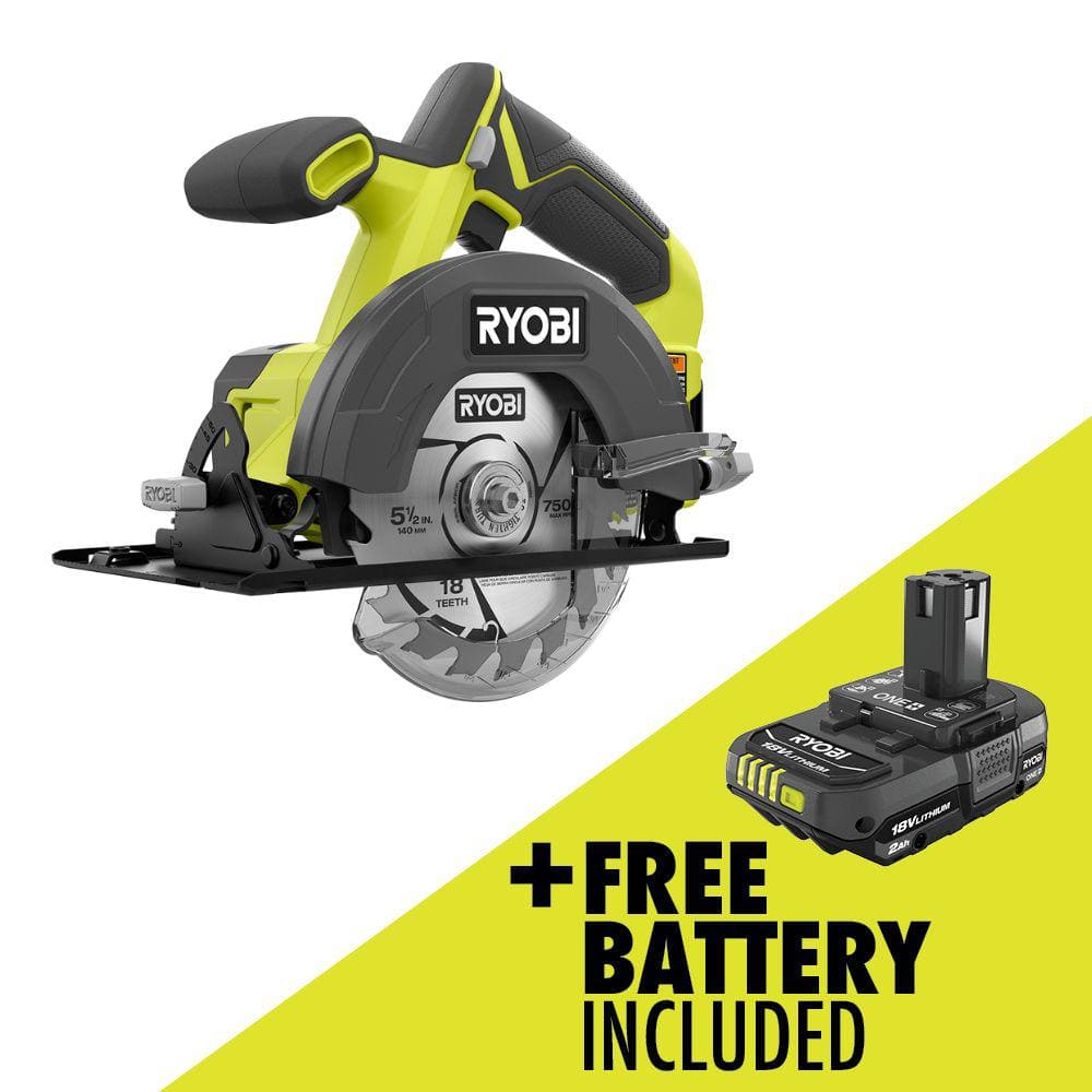 RYOBI ONE+ 18V Cordless 5 1/2 in. Circular Saw with ONE+ 18V 2.0 Ah ...