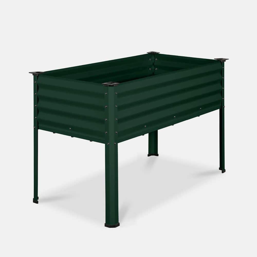 48 in. L x 24 in. W x 30 in. H Steel Raised Garden Bed with Corner ...