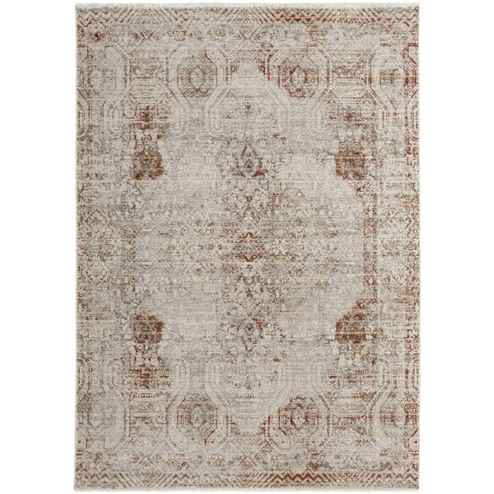 HomeRoots 8 ft. x 10 ft. Tan and Ivory Floral Area Rug 2000513951 - The ...