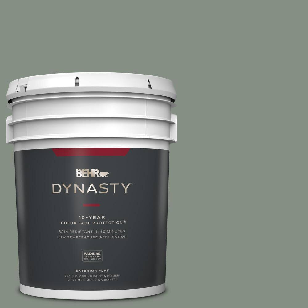 BEHR DYNASTY 5 gal. #ECC-49-3 Forest Moss Flat Exterior Stain-Blocking ...