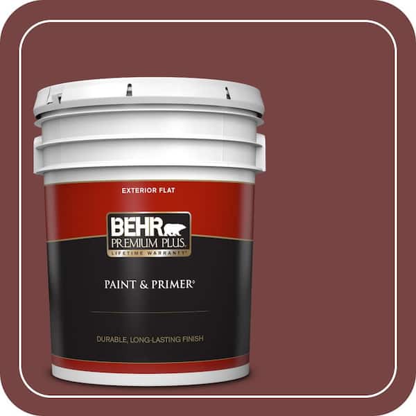 BEHR PREMIUM PLUS 5 gal. #S130-7 Cherry Cola Flat Exterior Paint ...