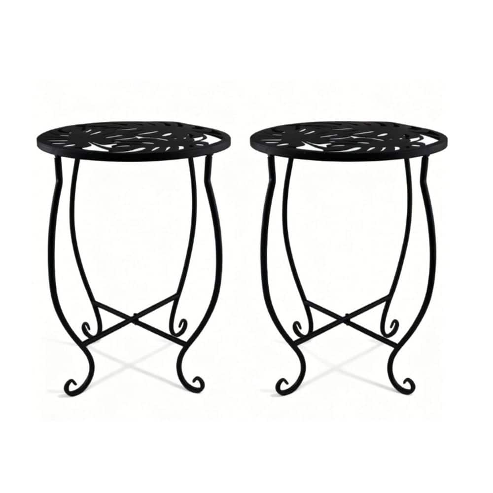 Black Round 10 in. Wood Decorative Stand 2 Pieces HDB2RMXXRK - The Home ...