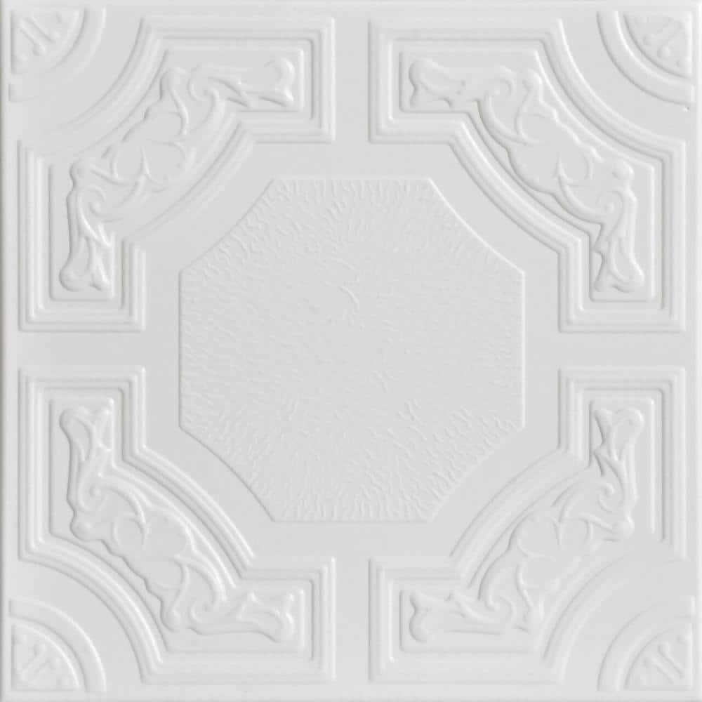 A La Maison Ceilings Evergreen White Heron 1.6 ft. x 1.6 ft. Decorative ...